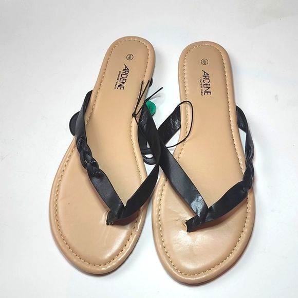 Ardene | Shoes | New Ardene Comfort Foam Black And Tan Womens Sandals ...
